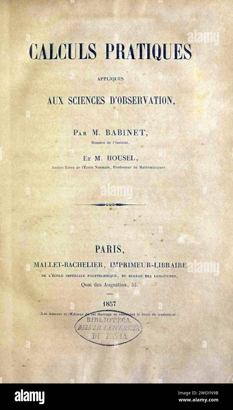 Babinet, Jacques – Calculs pratiques appliqués aux sciences d ...
