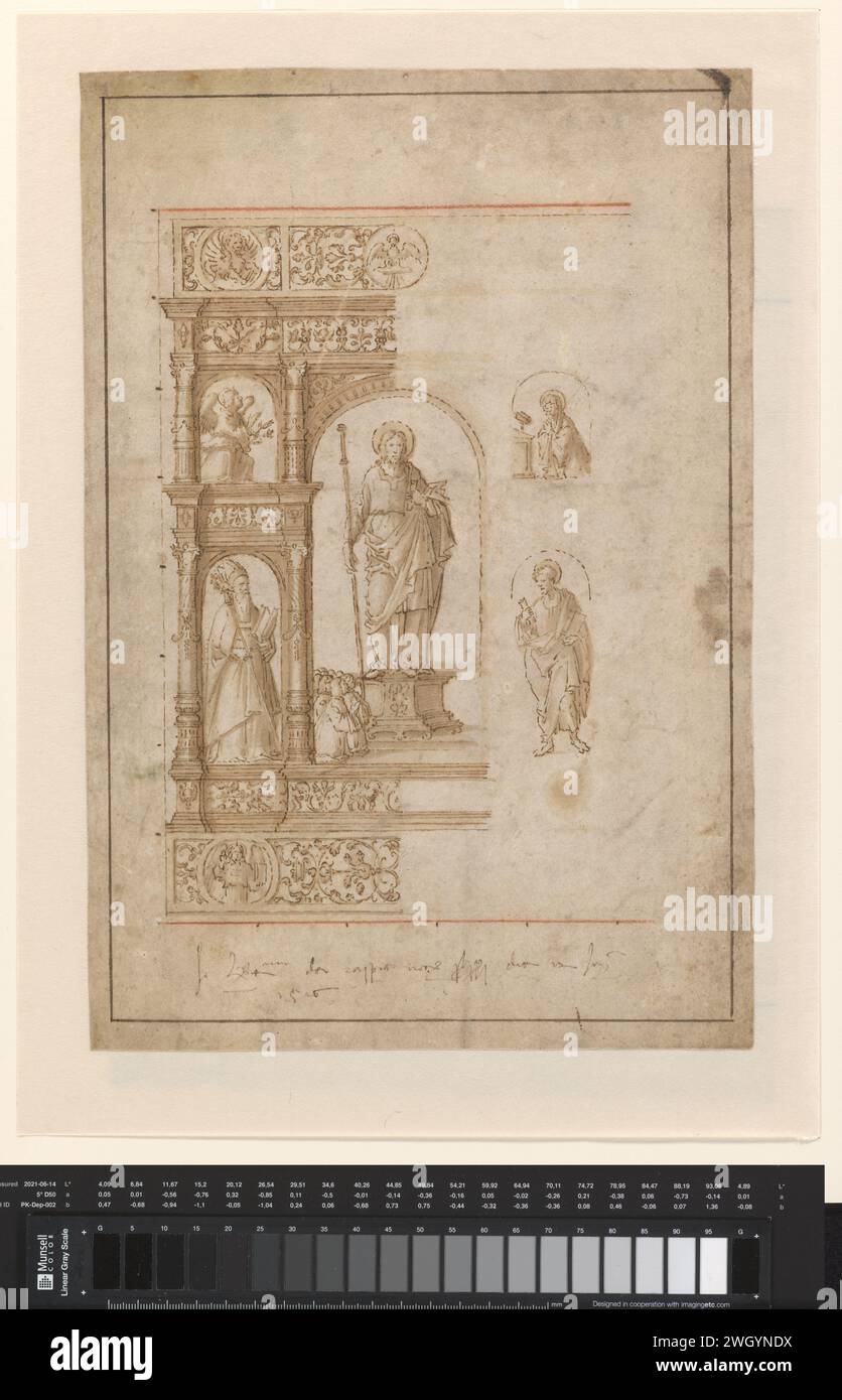 Design for an altarpiece with five compartments, Girolamo da Santacroce ...
