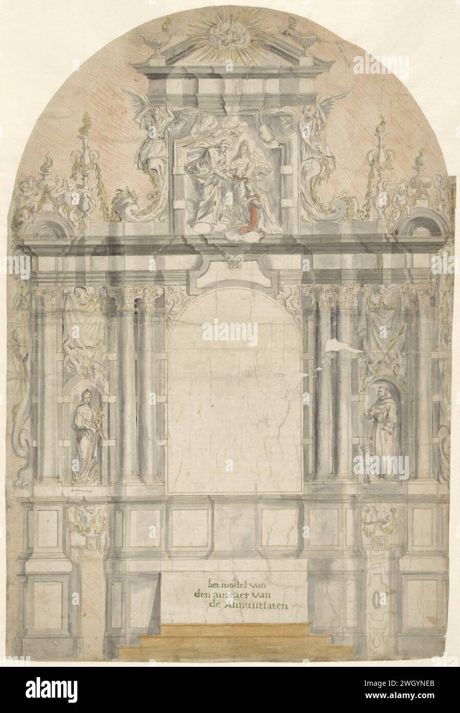 Model of an altar, Anonymous, 1600 - 1699 drawing Design for an altar ...