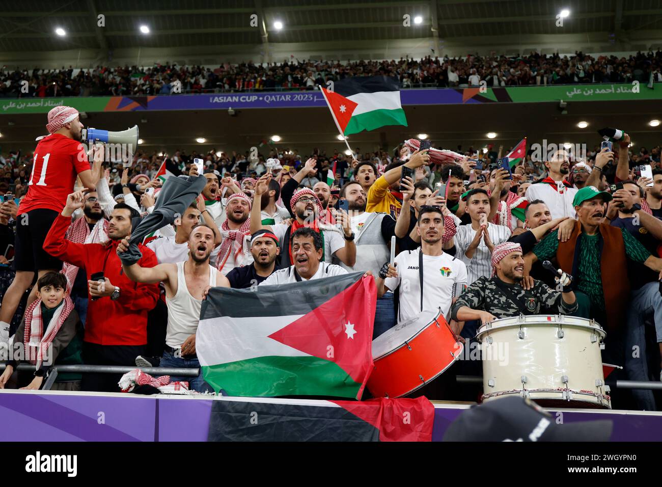 Ahmad Bin Ali Stadium, Al Rayyan, Qatar. 6th Feb, 2024. Jordan fans ...