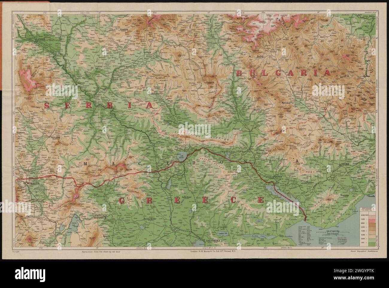 Bacon's large-scale map of the Salonika battle front (5008151 Stock ...