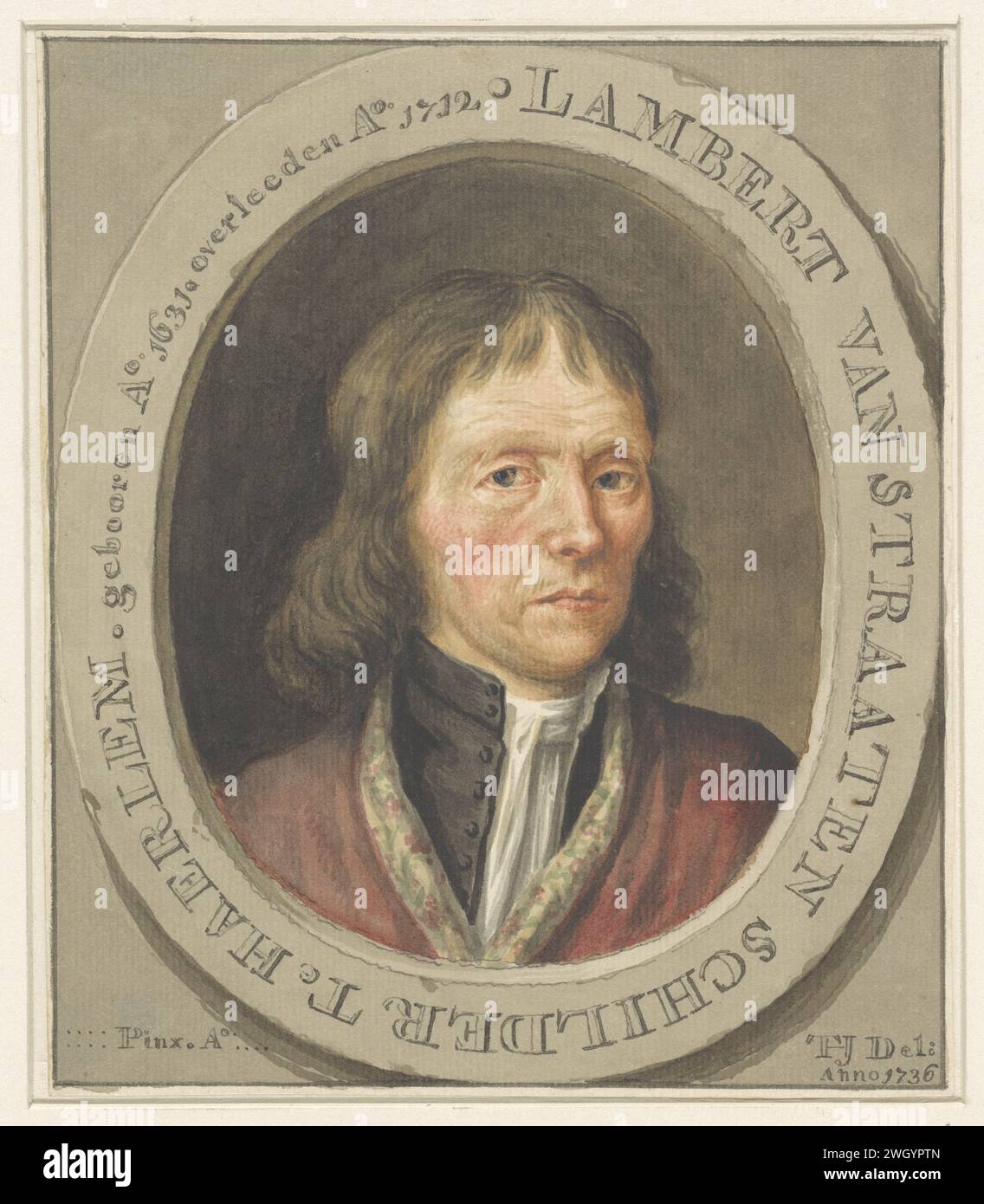 Portrait of the painter lambert of Straaten, tako Hajo Jelgersma, 1736 ...