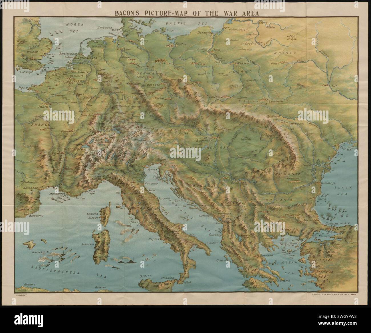 Bacon's picture-map of the war area (5008058 Stock Photo - Alamy