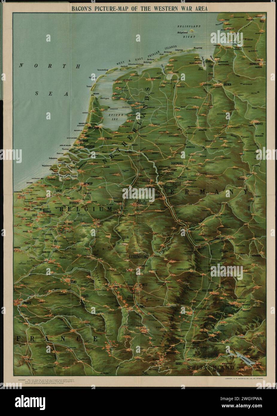 Bacon's picture-map of the Western war area (5008053 Stock Photo - Alamy