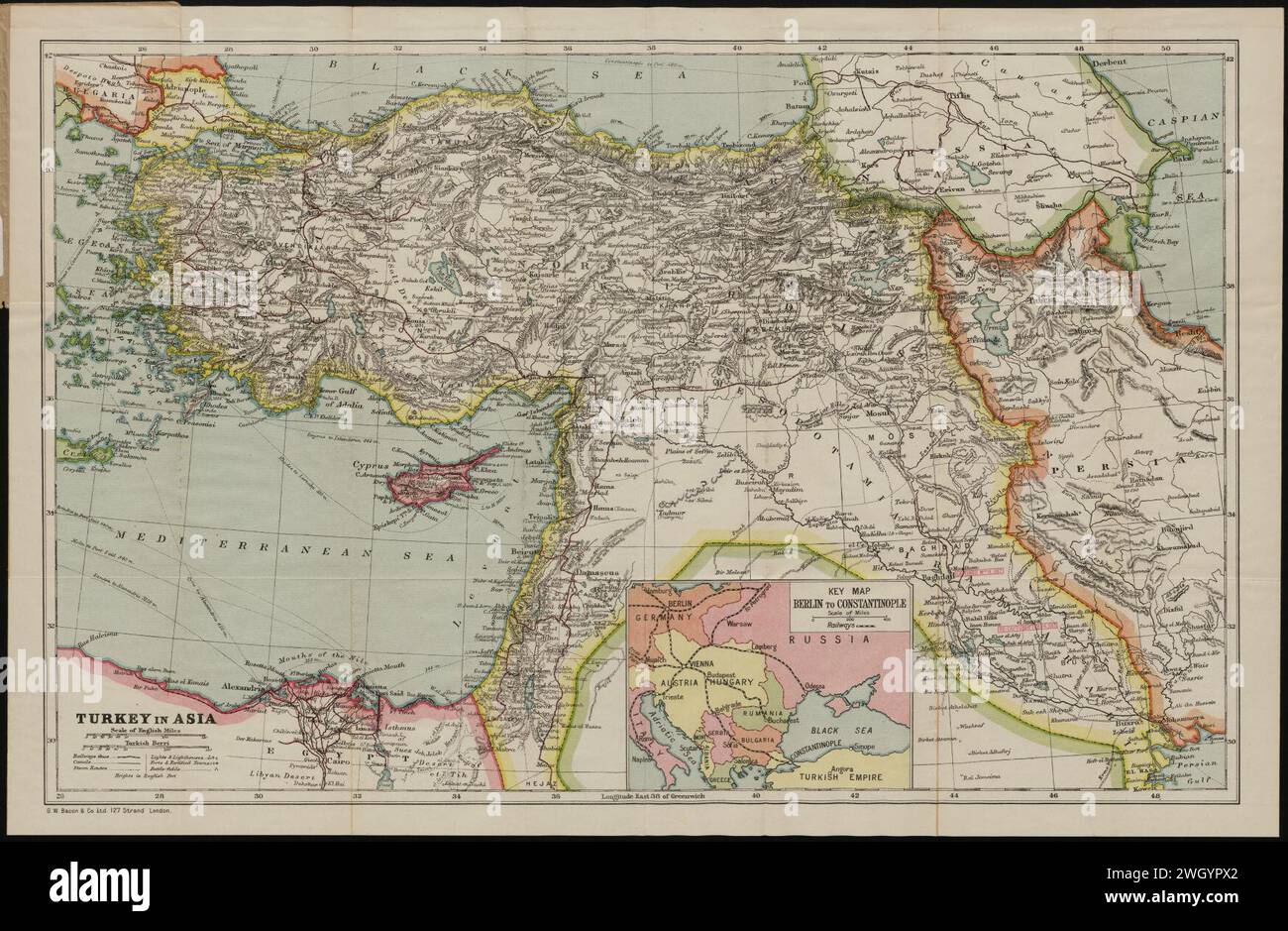 Bacon's war map of Mesopotamia, 1917 (5008081 Stock Photo - Alamy