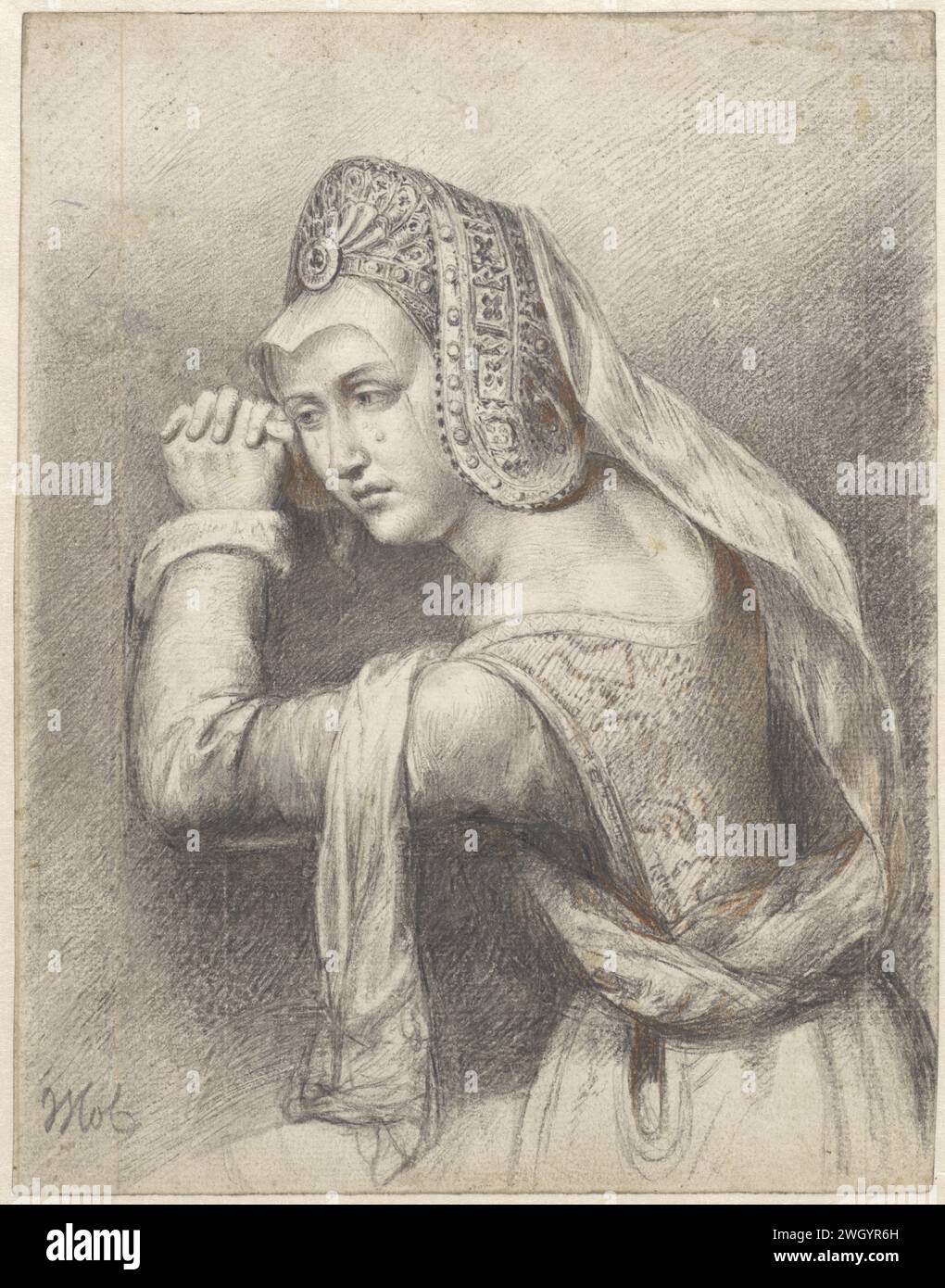 Wenende Maria Magdalena, Woutherus Mol, 1795 - 1857 drawing paper ...