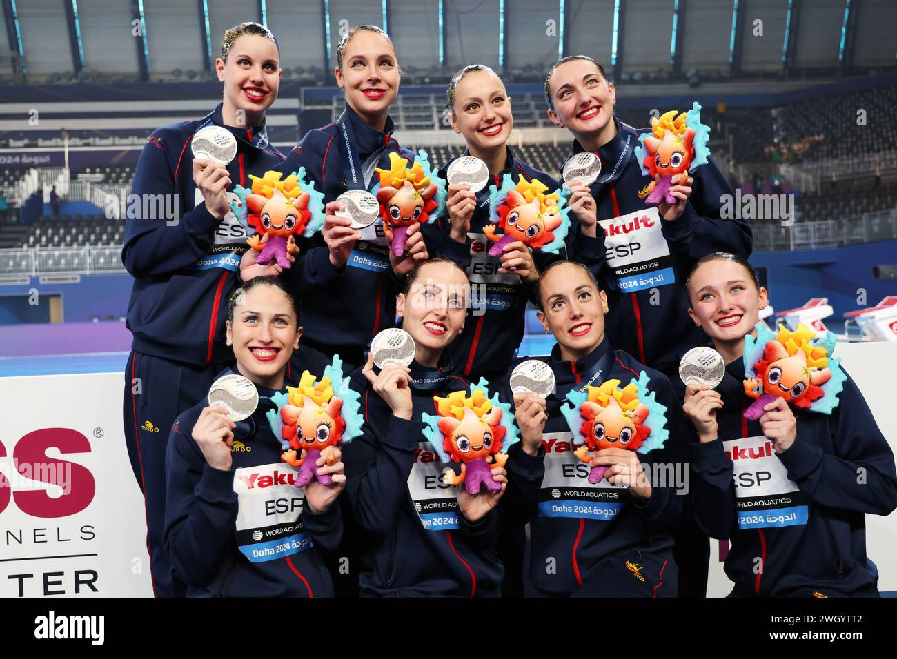 Doha, Qatar. 6th Feb, 2024. Spain team group (ESP) Artistic Swimming : World Aquatics ...