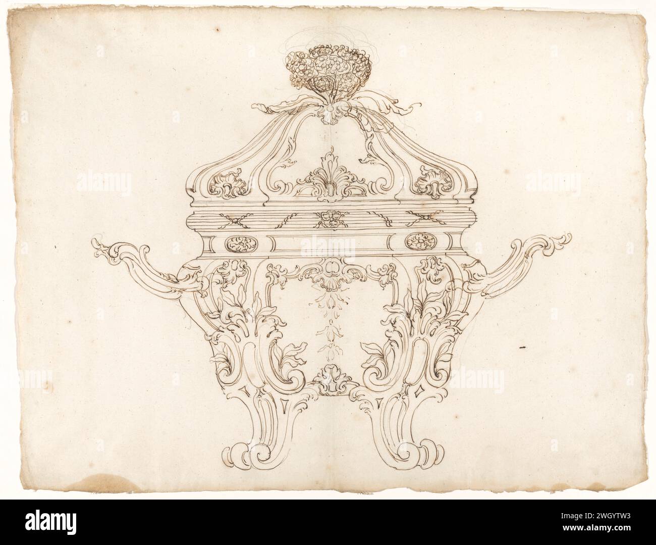 Round Terrine (Pot à Oille) with lid that is crowned by a cabbage ...