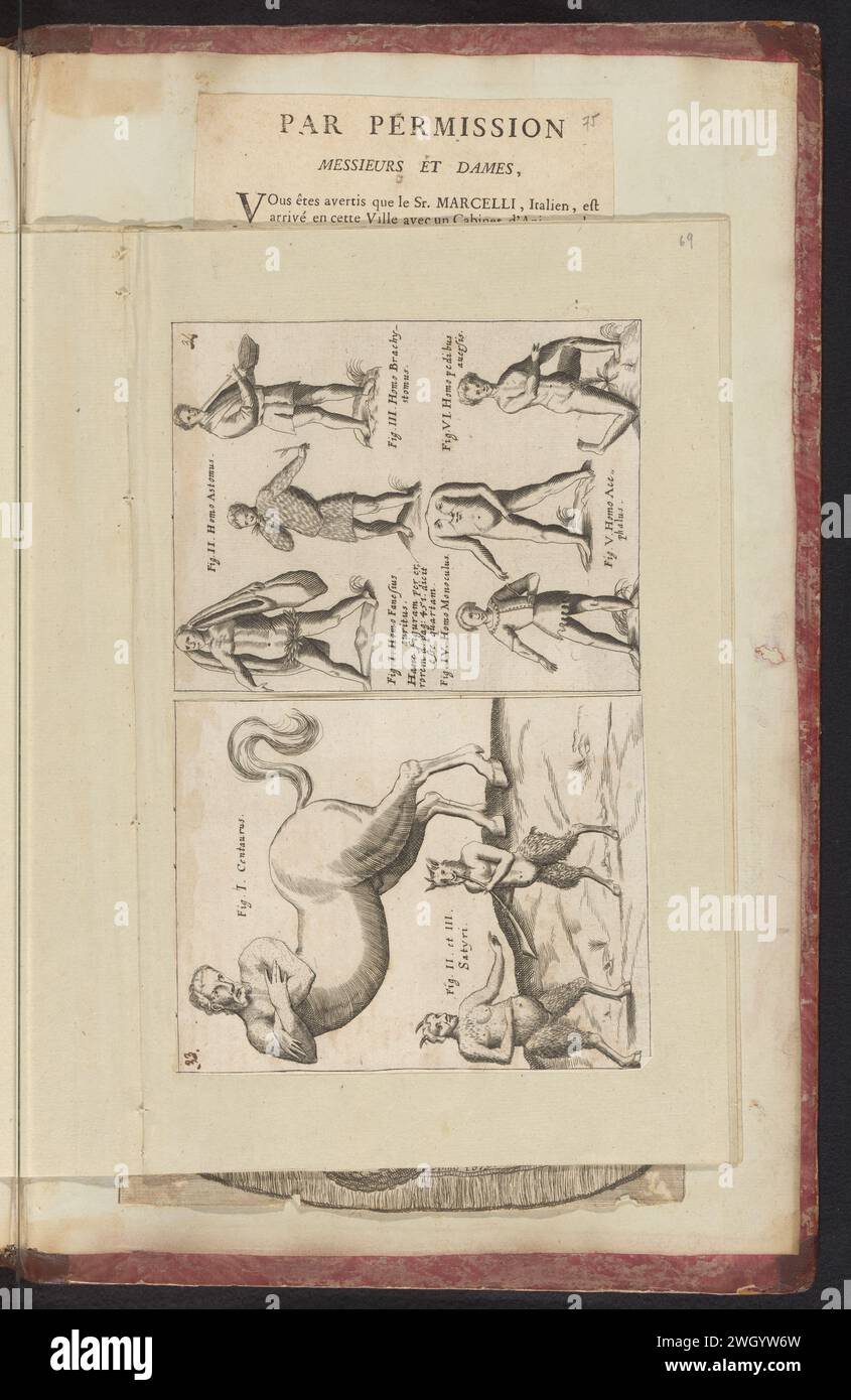 Wonderful Human Figures, Anonymous, 1665 - 1667 print Two pasted prints ...
