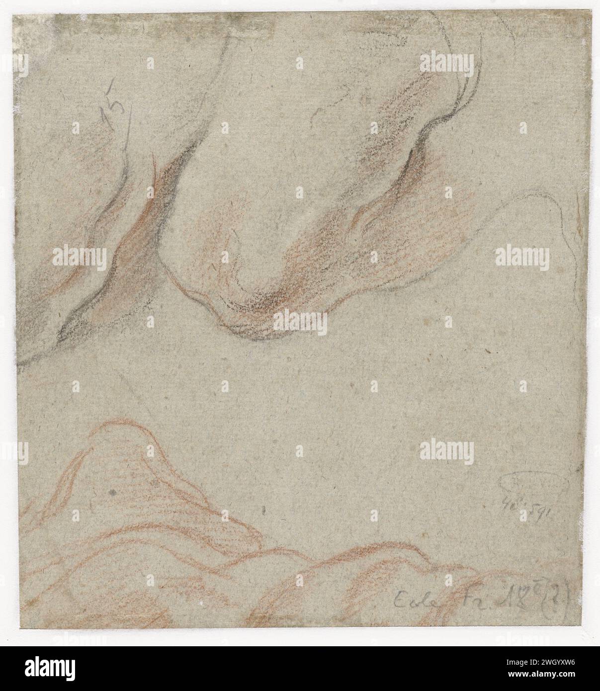 Parts of a figure study, Jacques Jordaens, 1603 - 1678 drawing Parts of ...