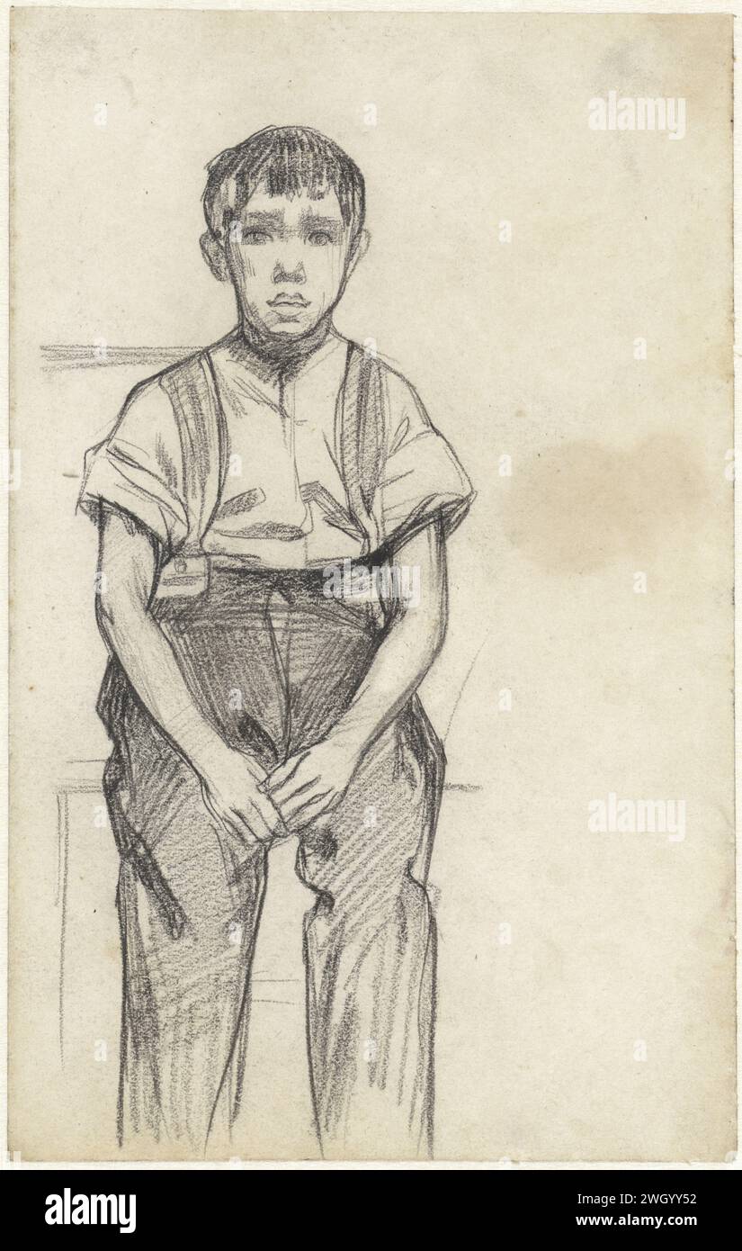 Sitting boy, Jac van Looij, 1865 - 1930 drawing paper. pencil. chalk ...