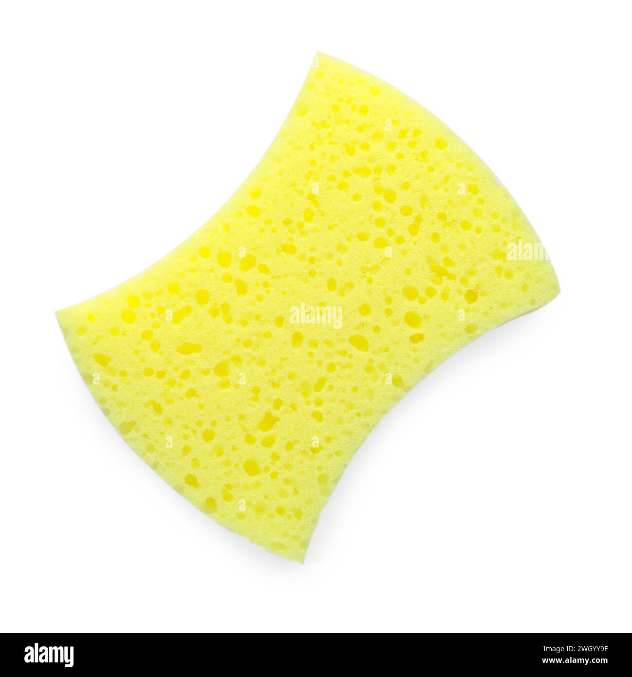 One yellow sponge isolated on white, top view Stock Photo - Alamy