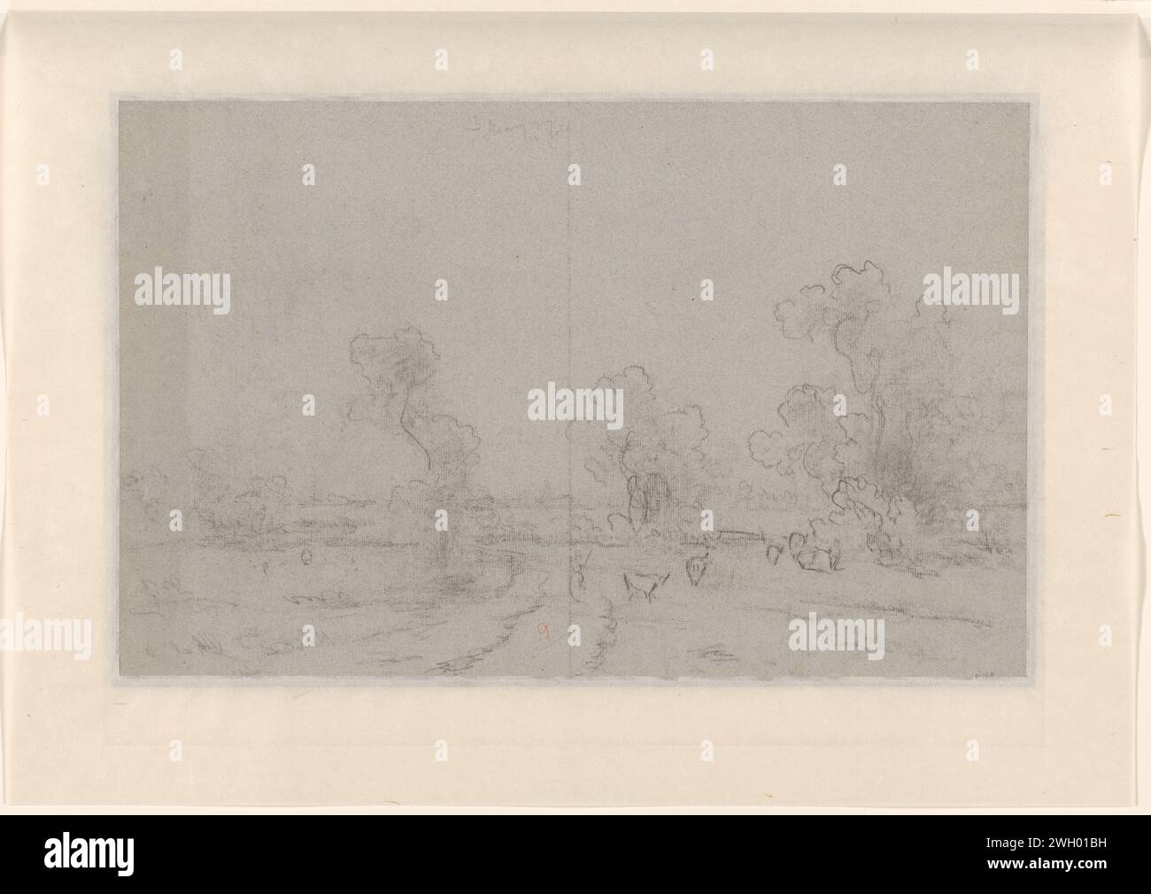 Sketch of a landscape with some animals, Piet Meiners, 1867 - 1903 ...
