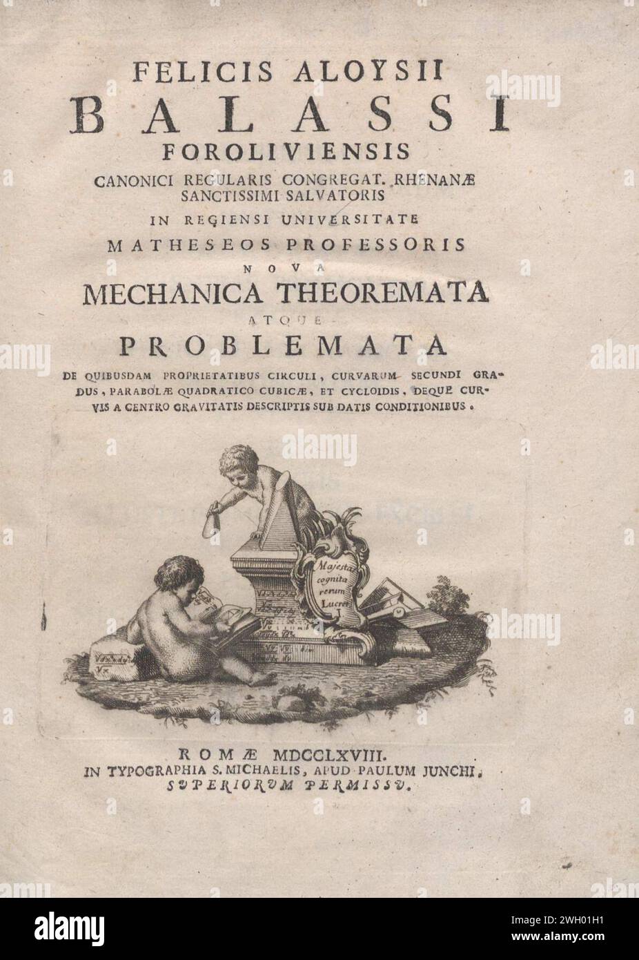 Balassi, Felice Luigi – Nova mechanica theoremata atque problemata de ...