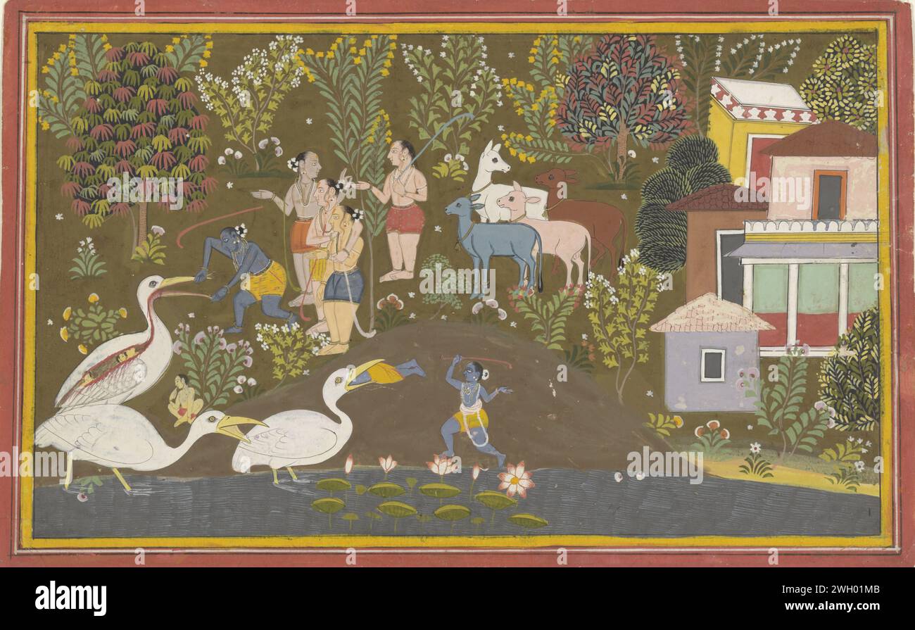 Krishna Met Bakasura, Anonymous, 1710 - 1730 Indian miniature. drawing ...