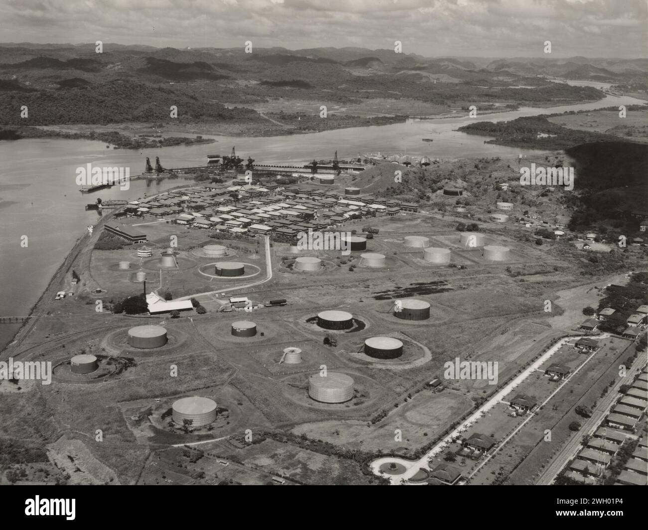 Balboa, Panama oil tanks, Panama Canal Zone - Balboa Stock Photo - Alamy