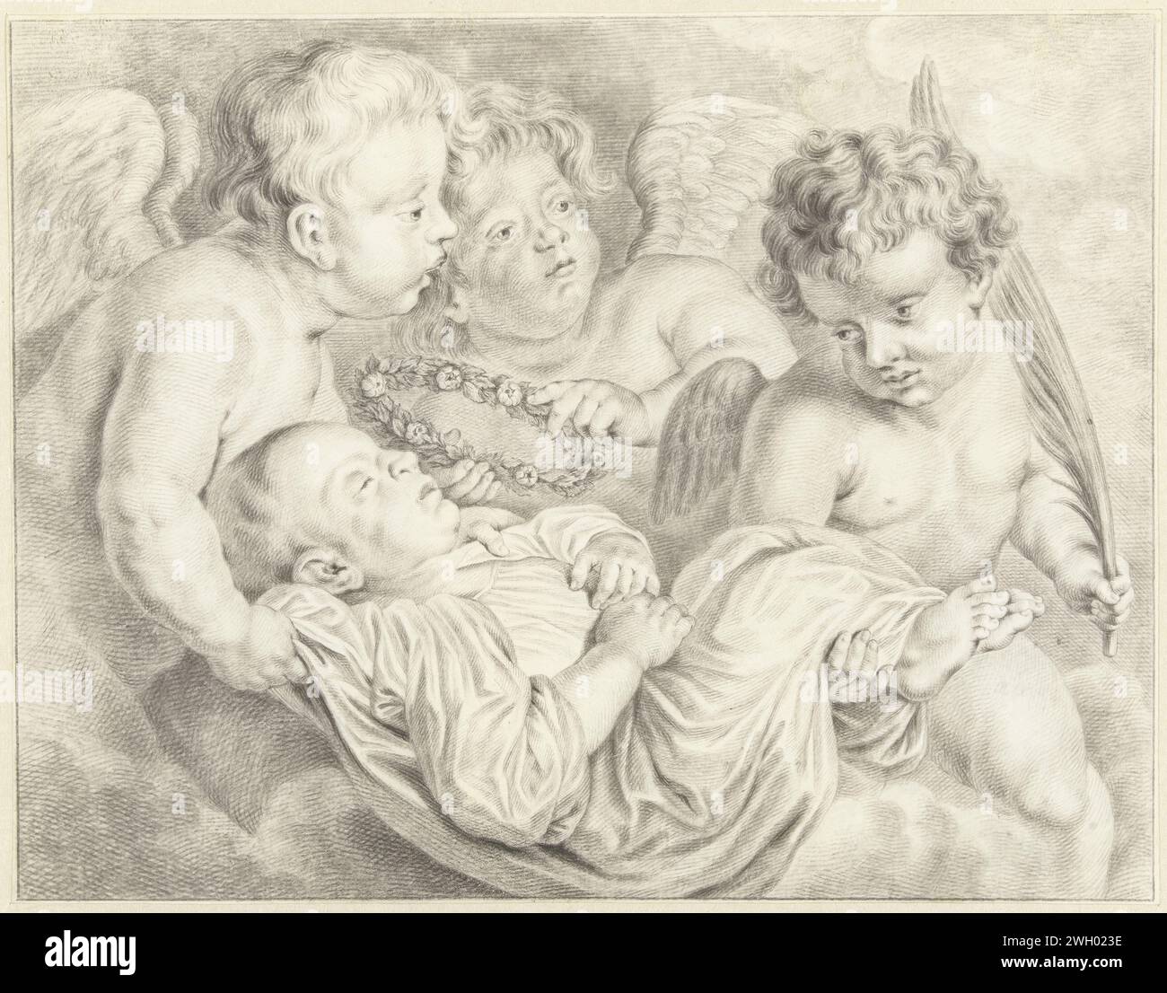 Angels with dead child, Abraham Delfos, After Anthony Van Dyck, 1741 ...