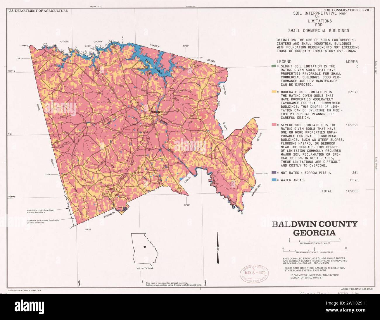 Baldwin County, Georgia - soil interpretive map of limitations for small commercial buildings ...