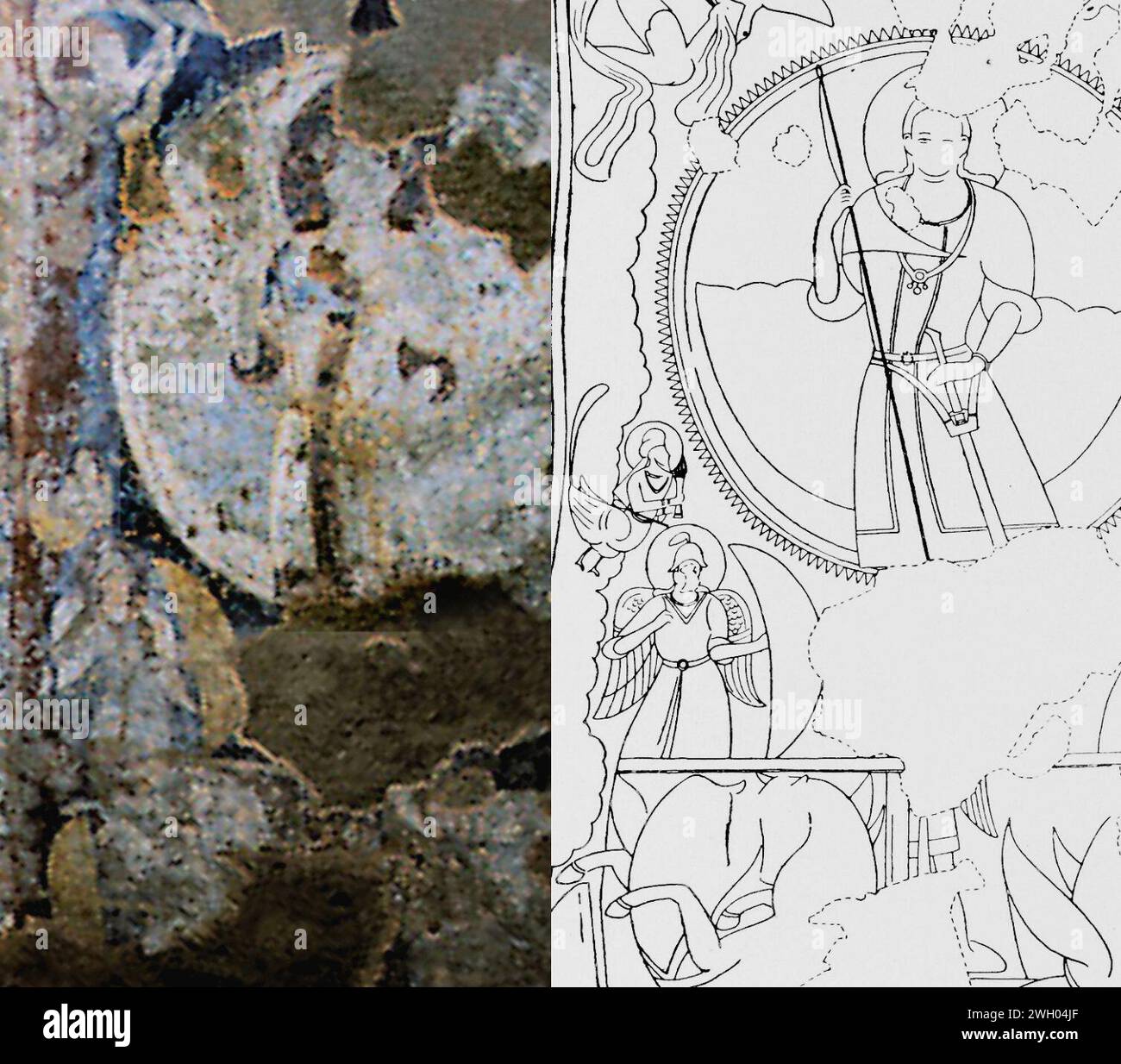 Bamiyan. Mural painting over the Bamiyan Buddha of 34 meters (painting ...