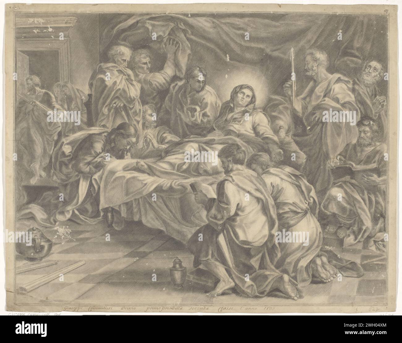 Dood Van Maria, Giuseppe Cammilleri, After Carlo Maratta, 1805 drawing ...