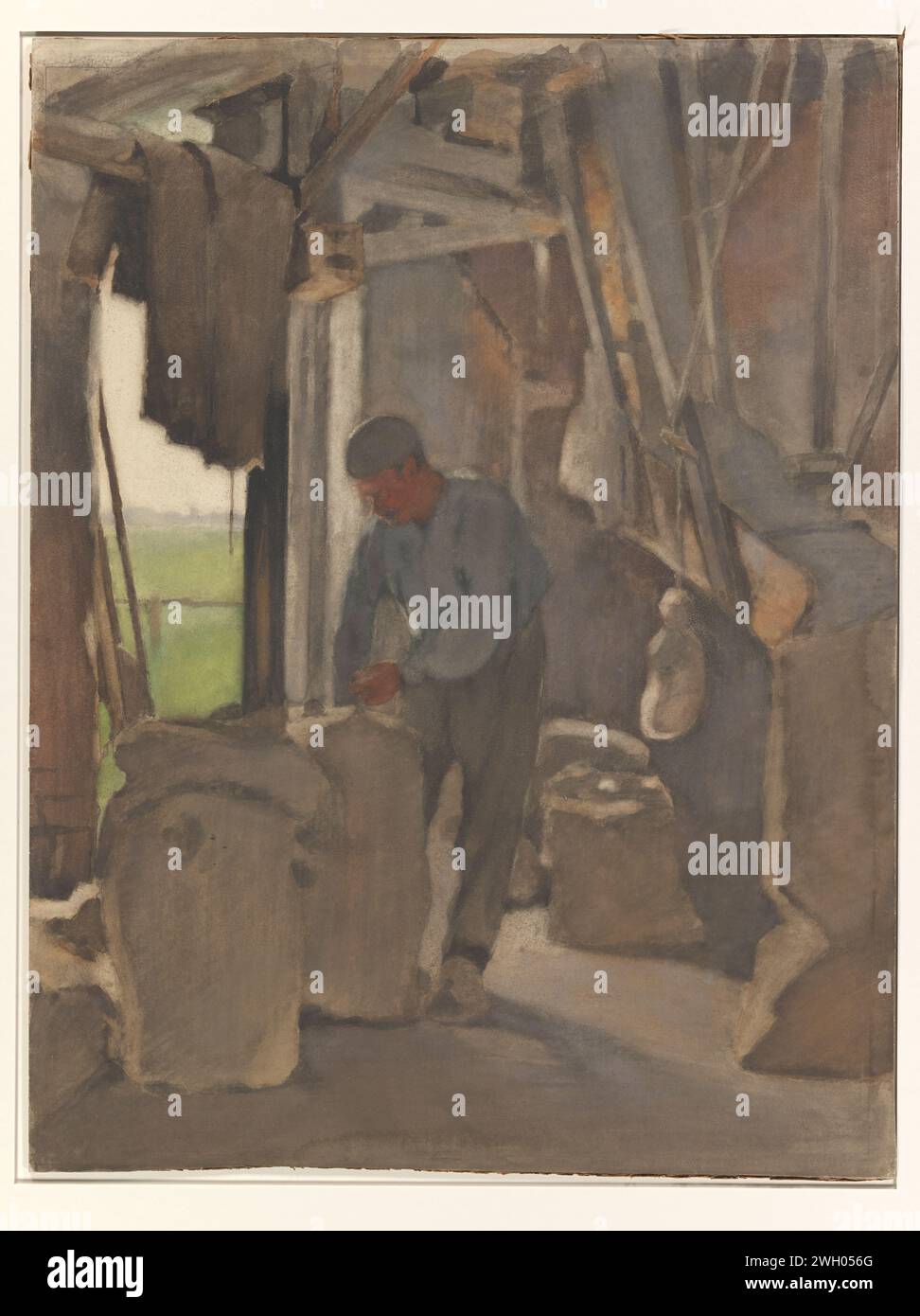 De Molenaar, Saging, Willem Witsen, 1870 - 1923 drawing cardboard ...