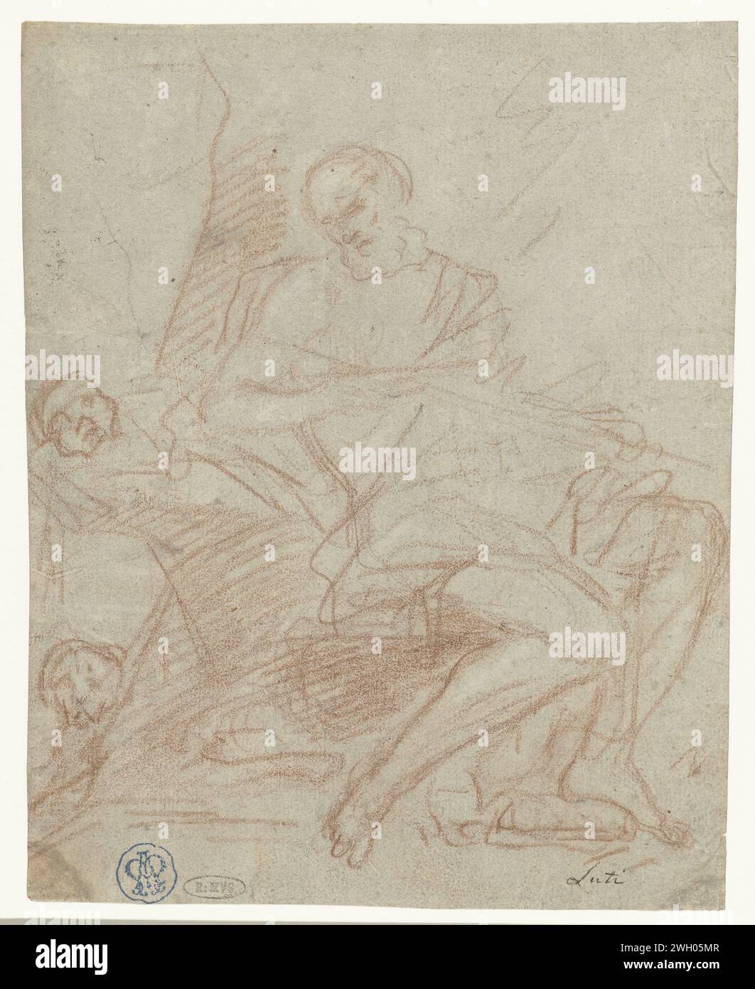 The saint Hieronymus, as a recluse, Benedetto Luti, 1676 - 1724 drawing ...