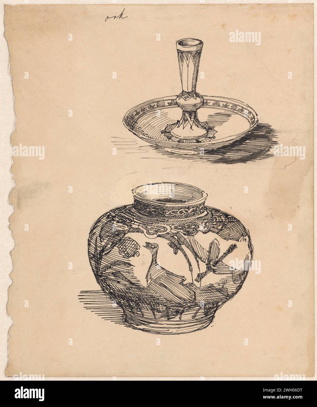 Two pieces Persian earthenware, Theo Nieuwenhuis, 1876 - 1951 drawing ...