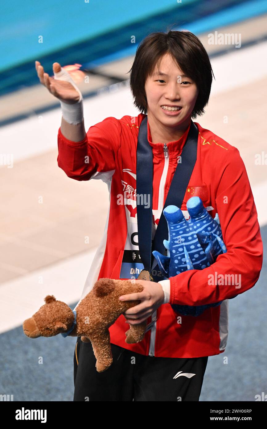 Doha, Qatar. 6th Feb, 2024. Chen Yuxi of China greets spectators after ...