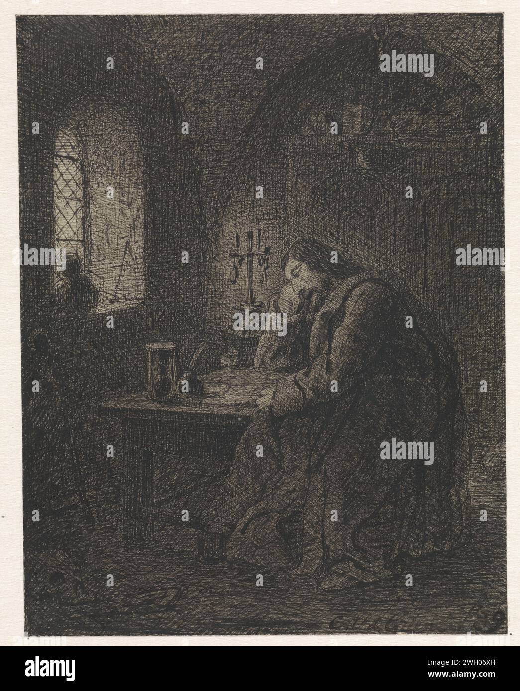 Scholar in StuderSrek, Cornelis van der Griendt, 1889 drawing paper ...