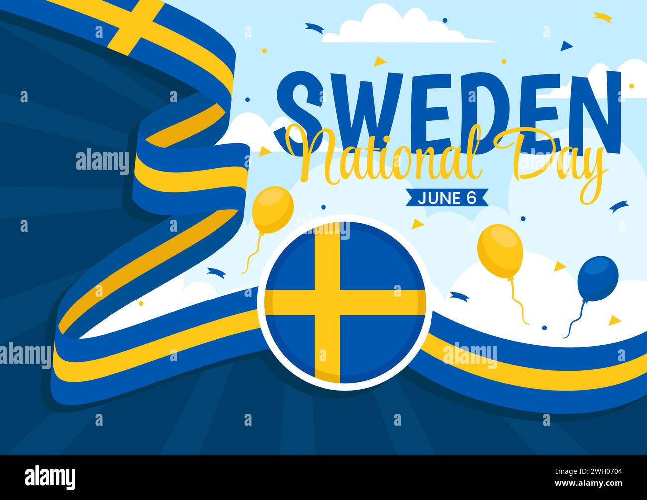 Sweden National Day Vector Illustration on 6 June Celebration with ...