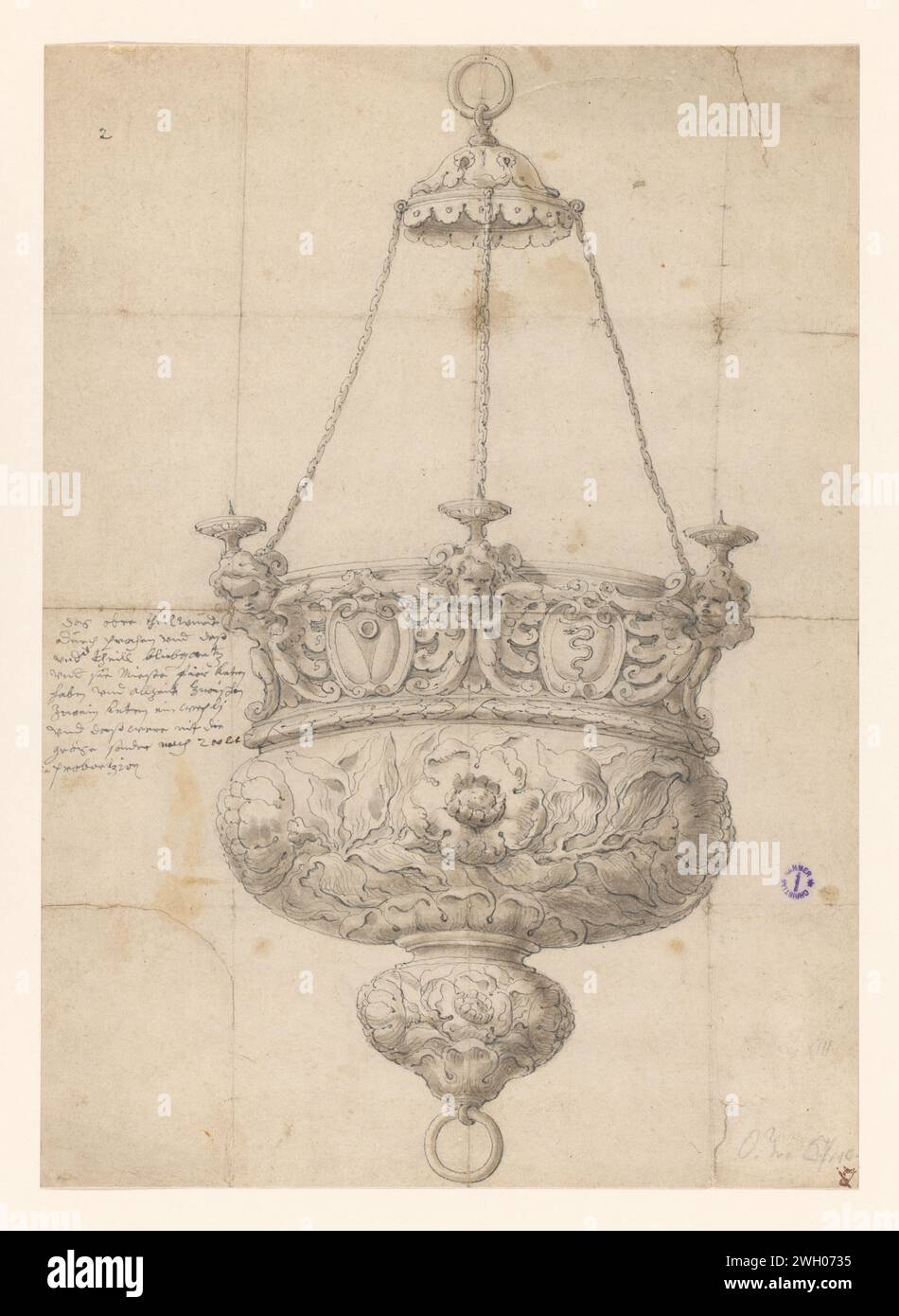 Design for a Gods lamp, Anonymous, c. 1660 - c. 1675 drawing Germany ...