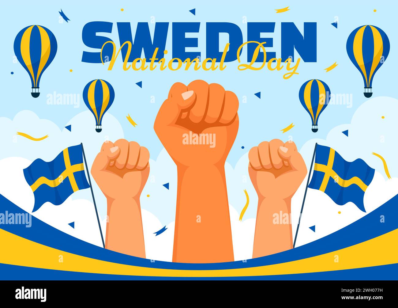 Sweden National Day Vector Illustration on 6 June Celebration with ...