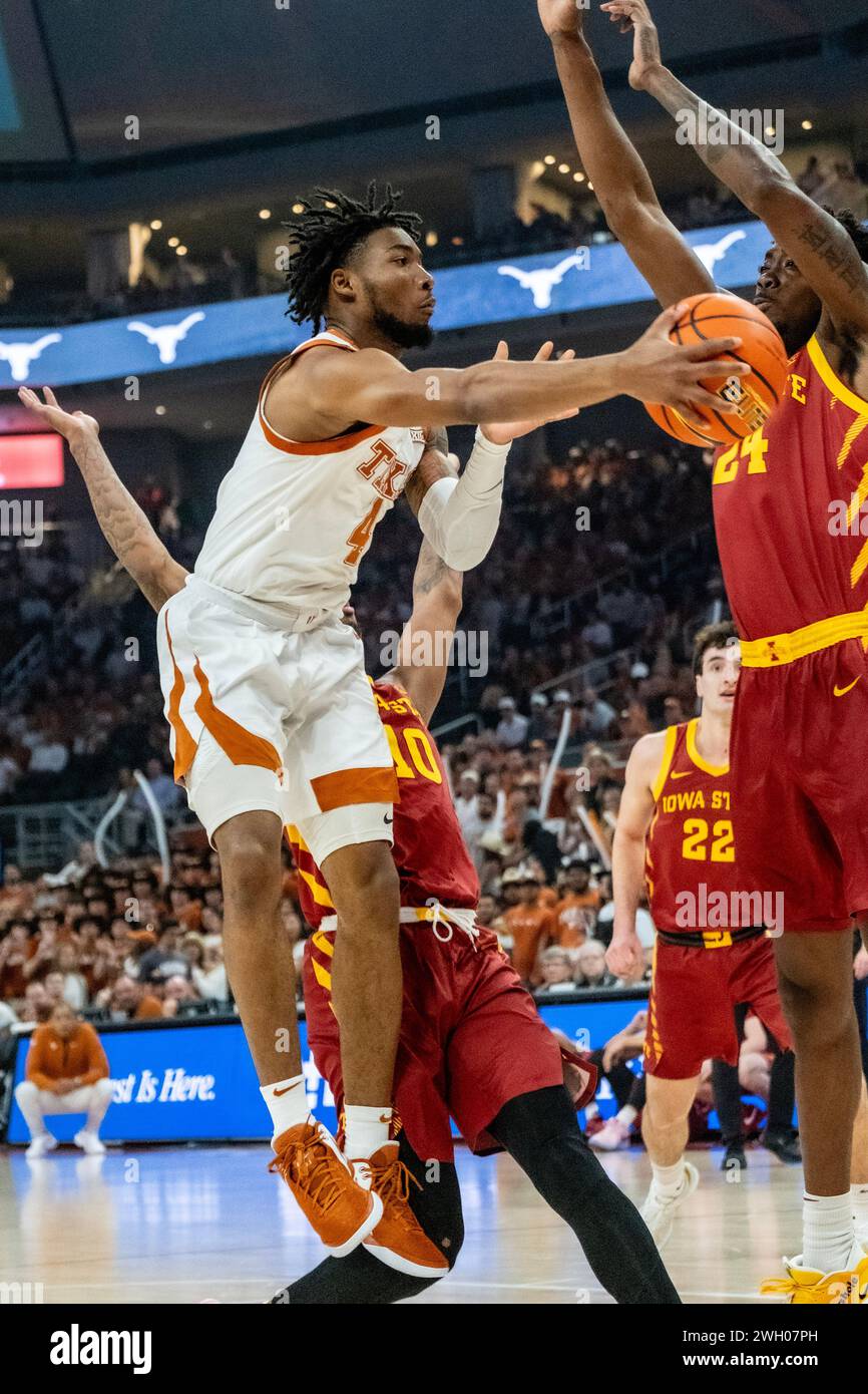 Texas, USA. 6th Feb, 2024. Tyrese Hunter #4 of the Texas Longhorns in ...
