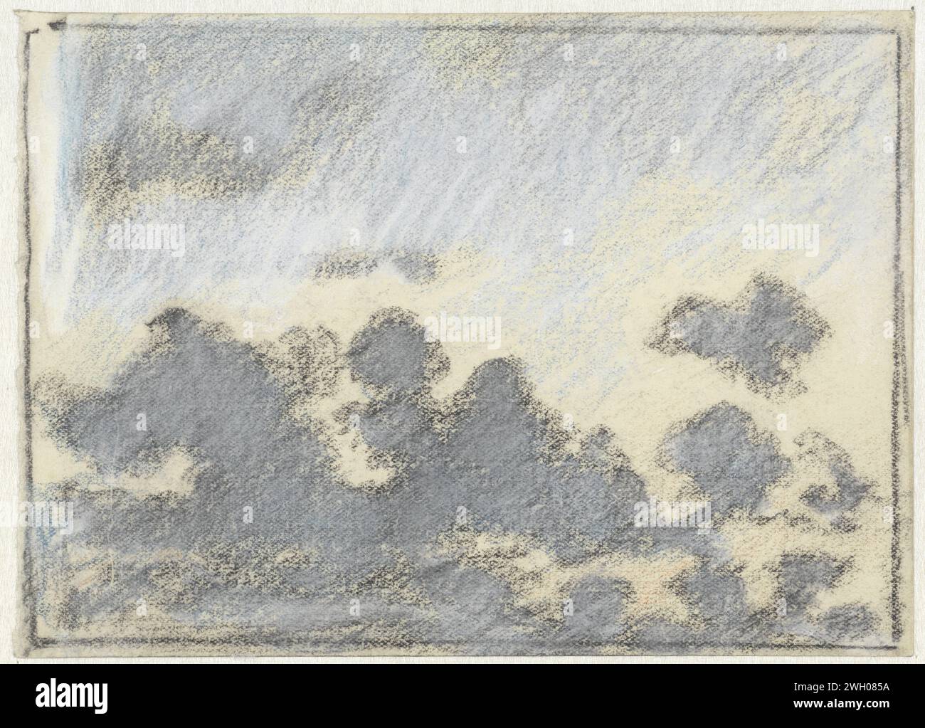 Cloud study, Adolf Le Comte, 1860 - 1921 drawing paper. chalk clouds ...