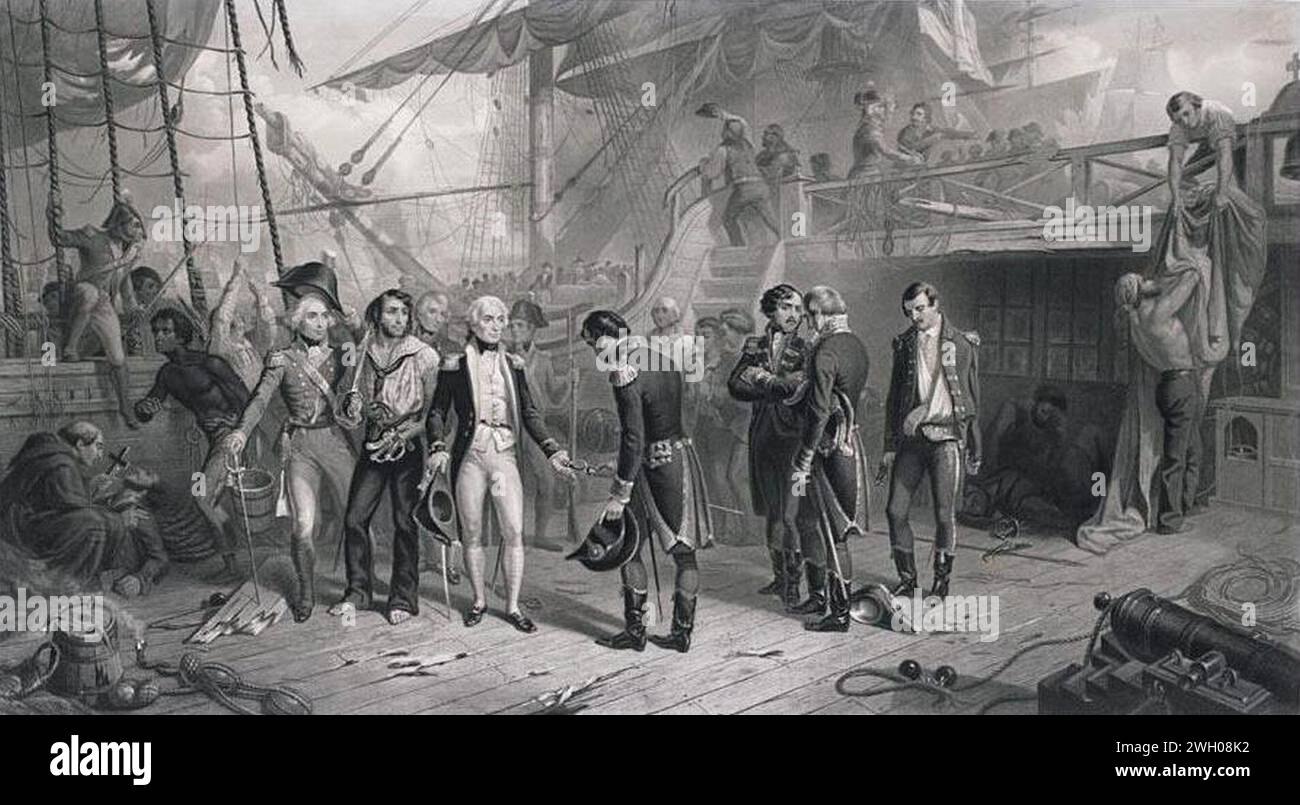 Barker--Lord Nelson Receiving the Sword of Surrender--engraving of 1863 ...