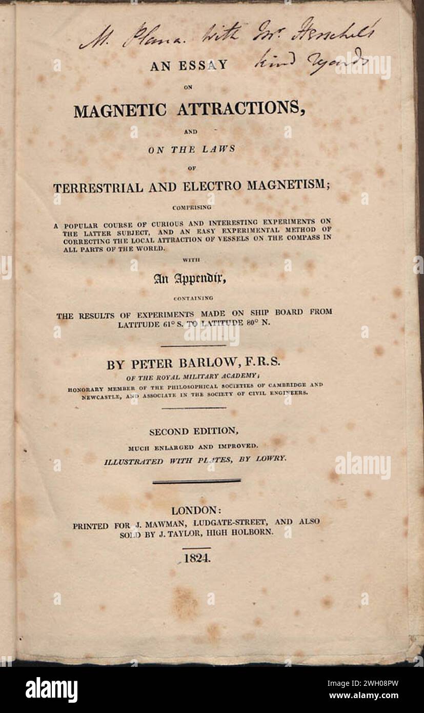 Barlow, Peter – Essay on magnetic attractions, and on the laws of ...