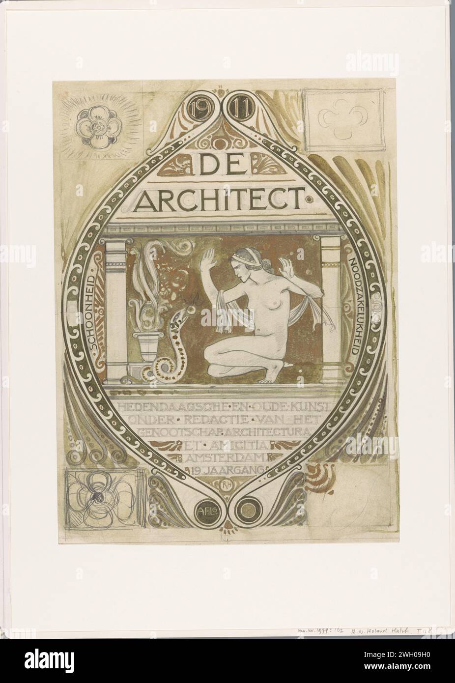 Design for the cover of the architect, Richard Nicolaüs Roland Holst ...