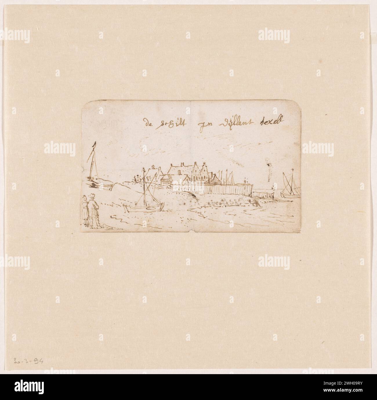 View of Oudeschild in Texel, Abraham Willaerts, 1639 drawing paper. ink ...