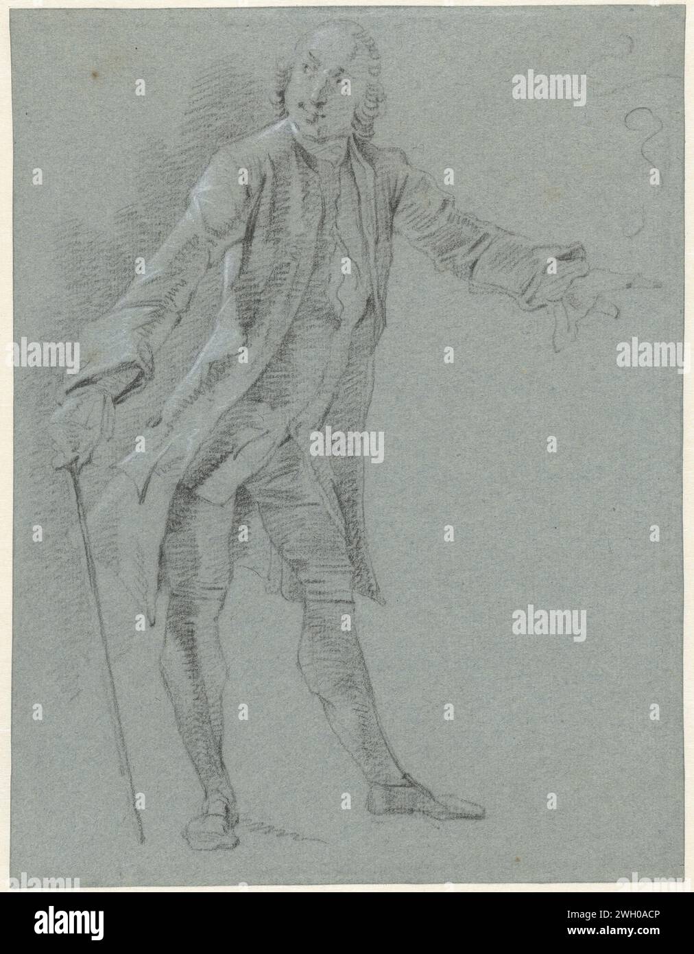 Standing Lord with walking stick, the left arm stretched forward ...