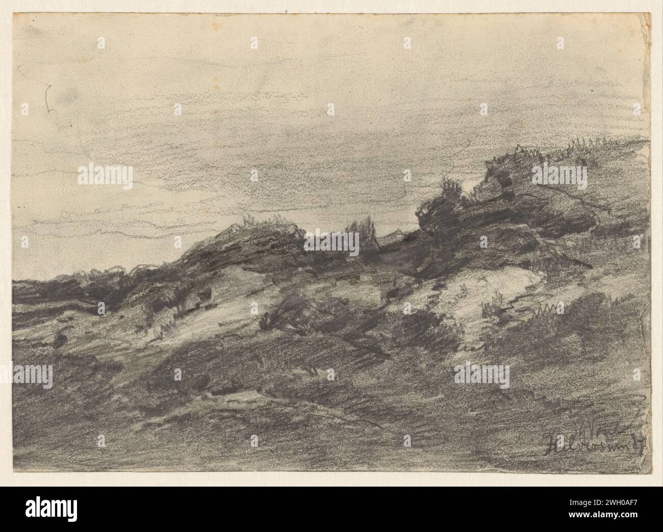 Landscape near Hilversum, Johannes Gijsbert Vogel, 1887 drawing ...