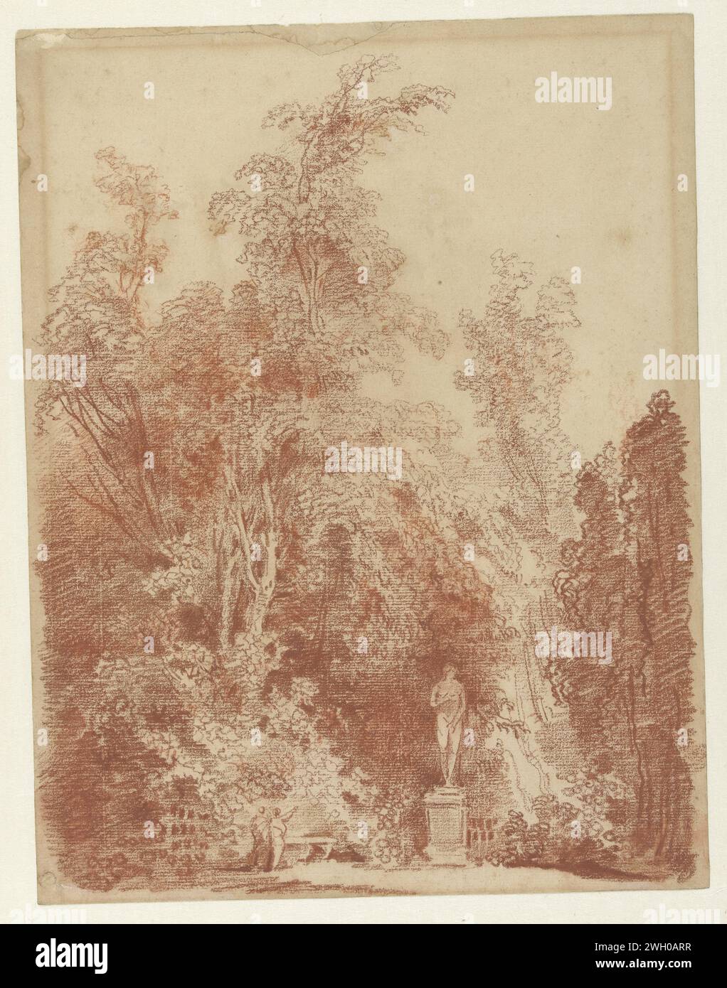 Face in a park with a Venus statue, Hubert Robert, 1760 - 1770 drawing ...