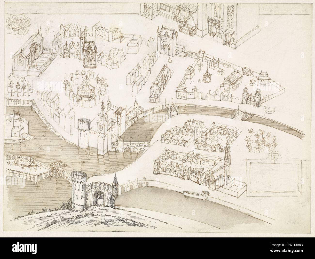 Design for a model of a medieval city, Jacob Gosschalk, 1850 - 1893 ...