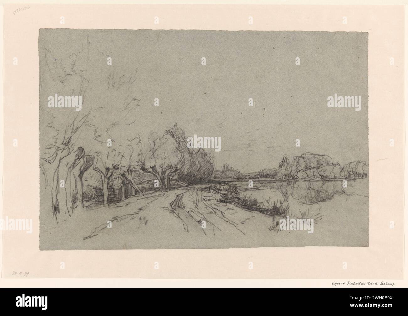 Landscape with road along Water, Egbert Rubertus Derk Schaap, 1872 ...