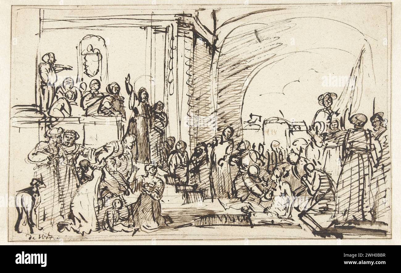 The revival of Lazarus, Jacob de Law (II), 1650 - 1697 drawing paper ...