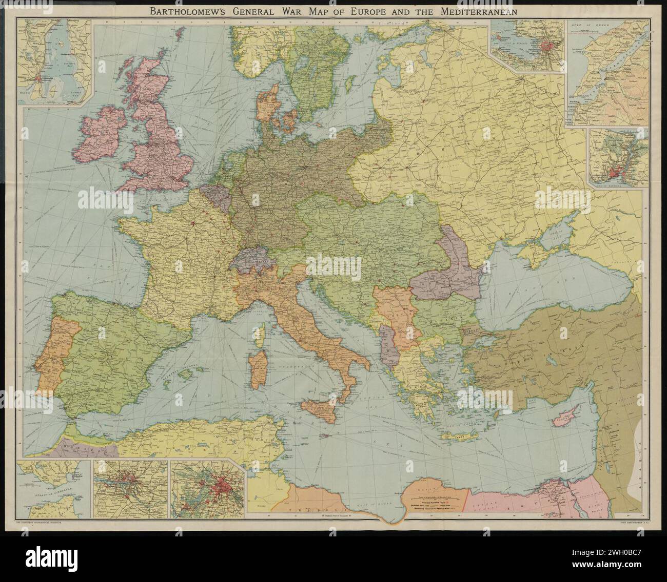 Bartholomew's general war map of Europe and the Mediterranean, 1919 ...