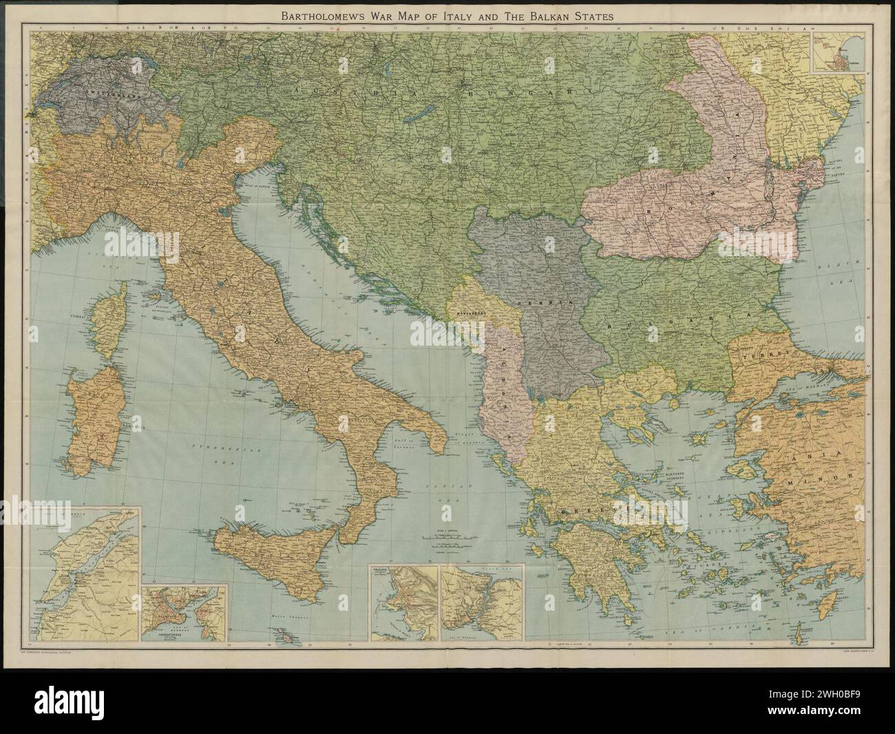 Bartholomew's war map of Italy and the Balkan States (5008442 Stock ...