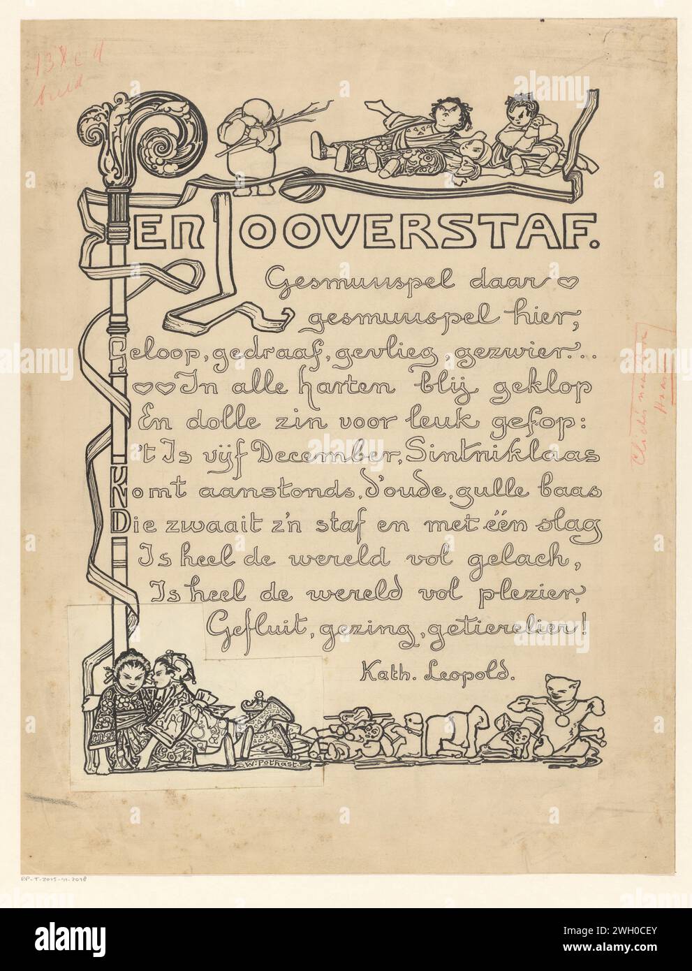 Sinterklaas poem with staff and toys, Willem Pothast, in or before 1912 ...
