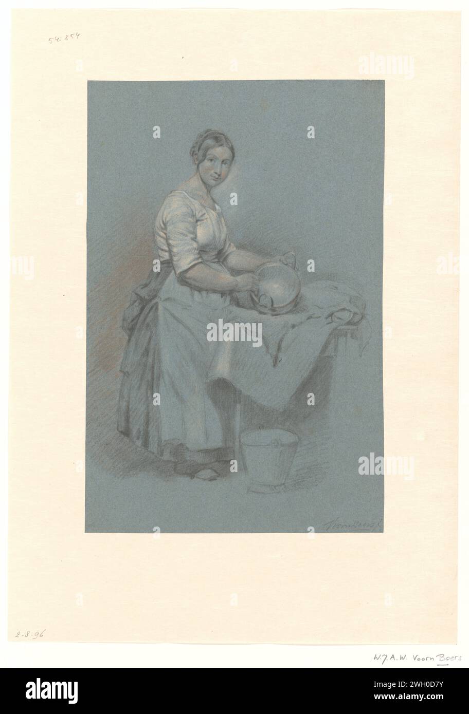Maid standing at the table with copper pan, Willem Johannes Adrianus ...