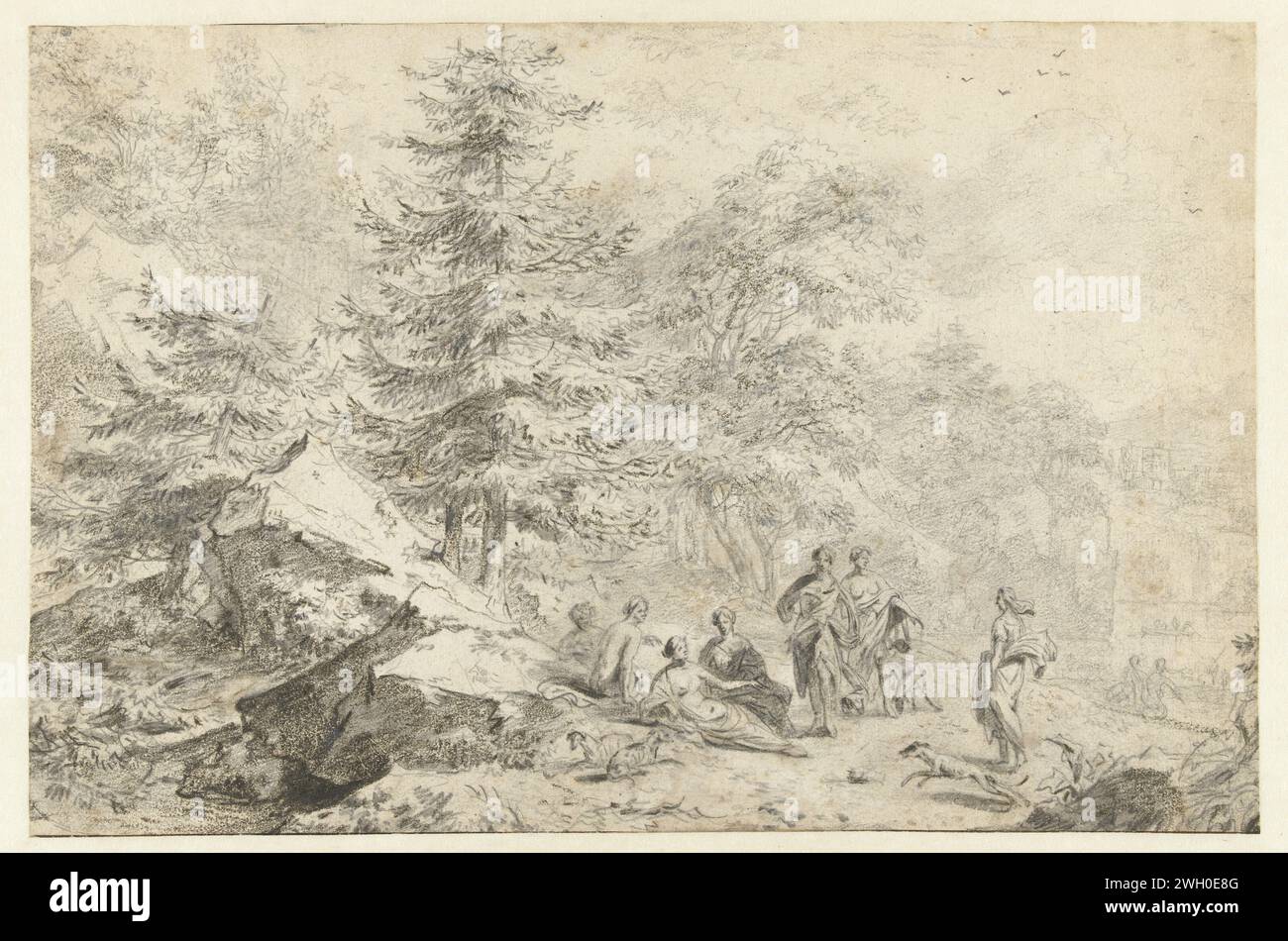 Diana and her nymphs on the banks of a lake, Nicolaes Pietersz Berchem ...