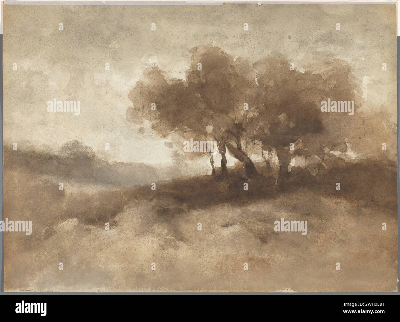 Landscape with trees, Johannes Gijsbert Vogel, 1838 - 1915 drawing ...